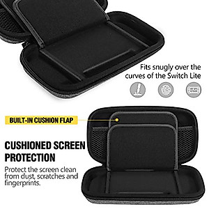 TiMOVO Carrying Case for Nintendo Switch Lite, Shock Absorbing Protective Travel Carrying Pouch Durable Hard Shell Bag with Handle for Nintendo Switch Lite, Game Cards, Accessories - Gray