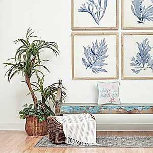 C&F Home 10" Embroidered Salty Kisses Starfish Wishes Throw Pillow Decorative Cotton Beach Inspirational Quote Ocean Coastal Small Throw Accent Seashore Pillow Decor Decoration 10 x 10 Multi