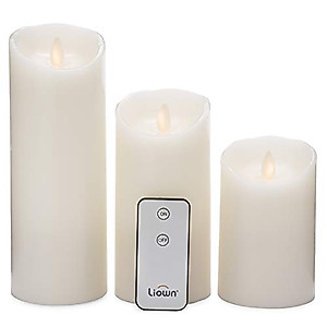Raz Imports Push Flame Ivory Pillar Candles with Remote, Set of 3|2C - Flameless Lighting Accent and Decorative Light Source - Flickering Scented Candles for Garden, Patio, Bathroom and Living Room