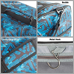 PACMAXI Yarn Storage Knitting Bag-High Capacity Portable Yarn Tote Storage Organizer with Shoulder Strap and Hook for Cotton Yarns, Crochet Hooks, Knitting Needles(Up to 10 Inch) (Blue（Large）)