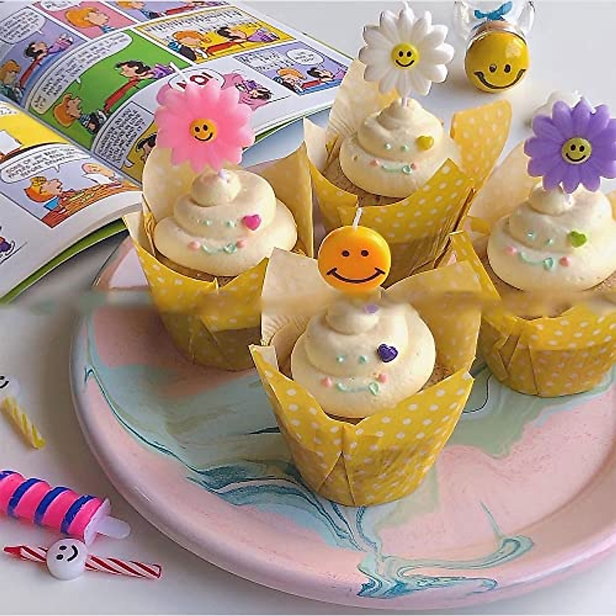 4Pcs/Set Daisy Birthday Candles, Cute Sunflowers Candles, Children's Birthday Candles, Birthday Cake Decorations - White, Purple, Pink, Yellow