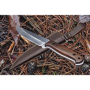 EJOY OUTDOORS Bushcraft knife With Leather Sheath | Fixed Blade Knife | Hunting Knife | Carbon Steel Knife for Men | Outdoor Knife With Wood Handle | 10 Inches Full Tang Survival Knife - Camping Knives | HUNT-08