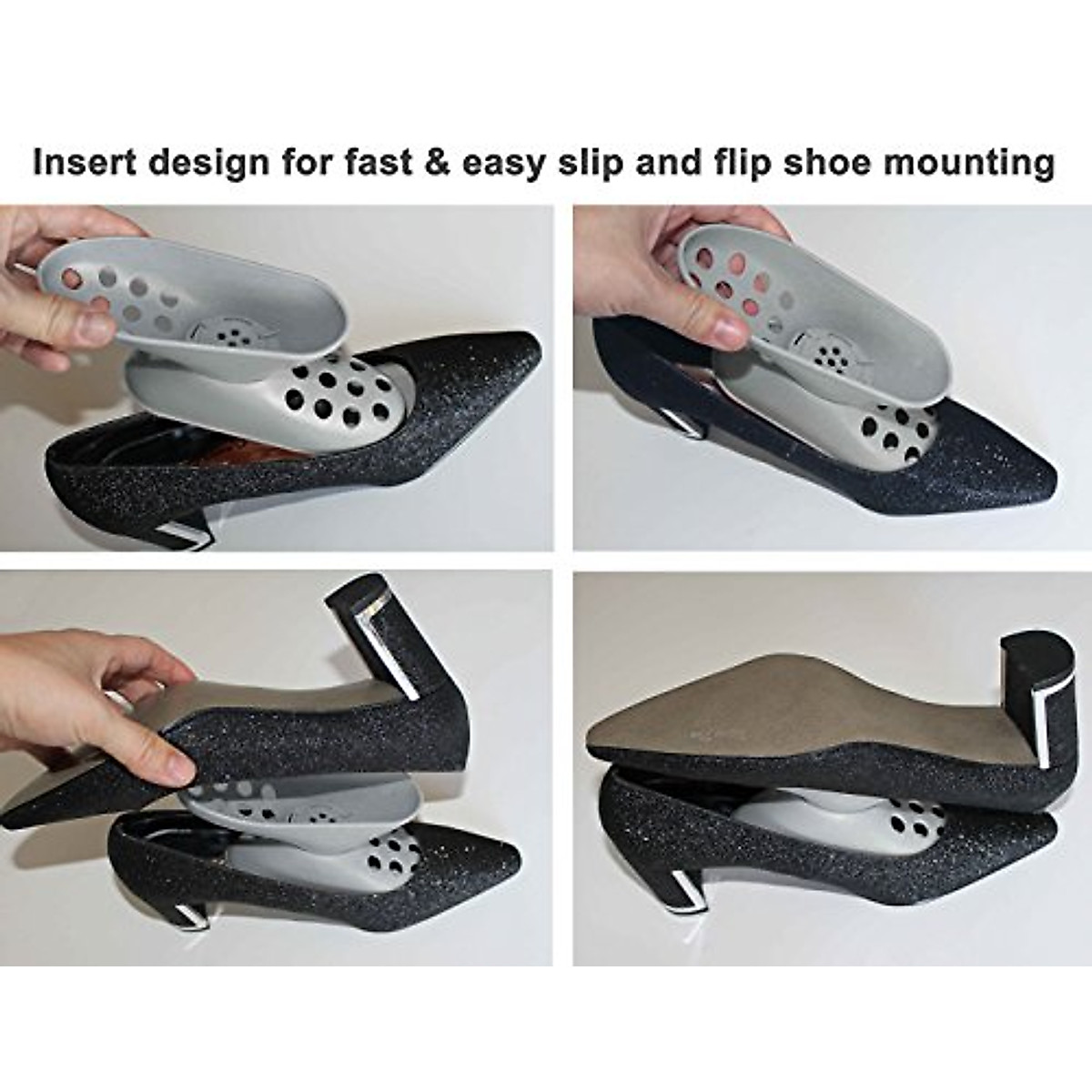 Lucore Home Shoe Stacker Space Saver Organizers for Small Sizes 2-6 - 8 Set Shoe Stack Holders Will Double Closet & Garage Shoe Rack Storage Space (Gray)