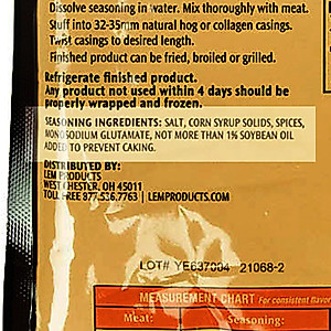 Backwoods Bratwurst Fresh Sausage Seasoning, 5 Lbs.