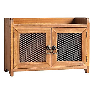 COLLECTIVE HOME - Storage Cabinet, Mini Countertop Cabinet, Wood Organizer for Kitchen Living Room Bedroom Bathroom Office with Magnetic Door, 14.5 x 6.5 x 10 (Brown)