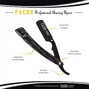 100 BLADES + Facón Professional Wooden Straight Edge Barber Razor - Salon Quality Cut Throat Shavette