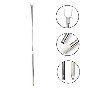 Cabilock Stitching Clothes Rail Outdoor Clothes Drying Rack Heavy Duty Outdoor Flowers Adjustable Stand Disc Golf Retriever Clothes Reaching Stick Dressing Stick for Elderly White Shot