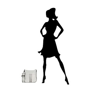 Jeri Vapor Crossbody Tote by Haute Shore, White Coated W/Silver & Rosegold Stripe