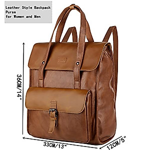 Leather Backpack Travel Backpack College Backpack Leather Backpack Purse for Women and Men BP-17 (Brown)