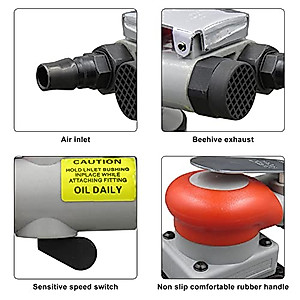 Air Orbital Sander, Air Square Orbit Finishing Sander, Professional Orbit Pneumatic sheet Sander Alloy Steel Air Palm Sanding Sandpaper Machine for Deep Corner, 10000rpm 75x100mm/3x4in