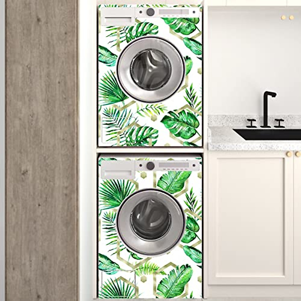 STICKEEP Tropical Wallpaper Peel and Stick Modern Green Palm Leaf Wall Paper Self Adhesive Botanical Floral Peel and Stick Wallpaper for Bedroom Walls Bathroom Living Room Cabinets 24" x 118"