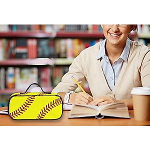 YAGEDOVIU Softball Pen Holder Case Brush Pot Stationery Multifunction Pen Container Large Capacity Storage Pouch with Zipper Birthday Gifts Pen Box for Women Men