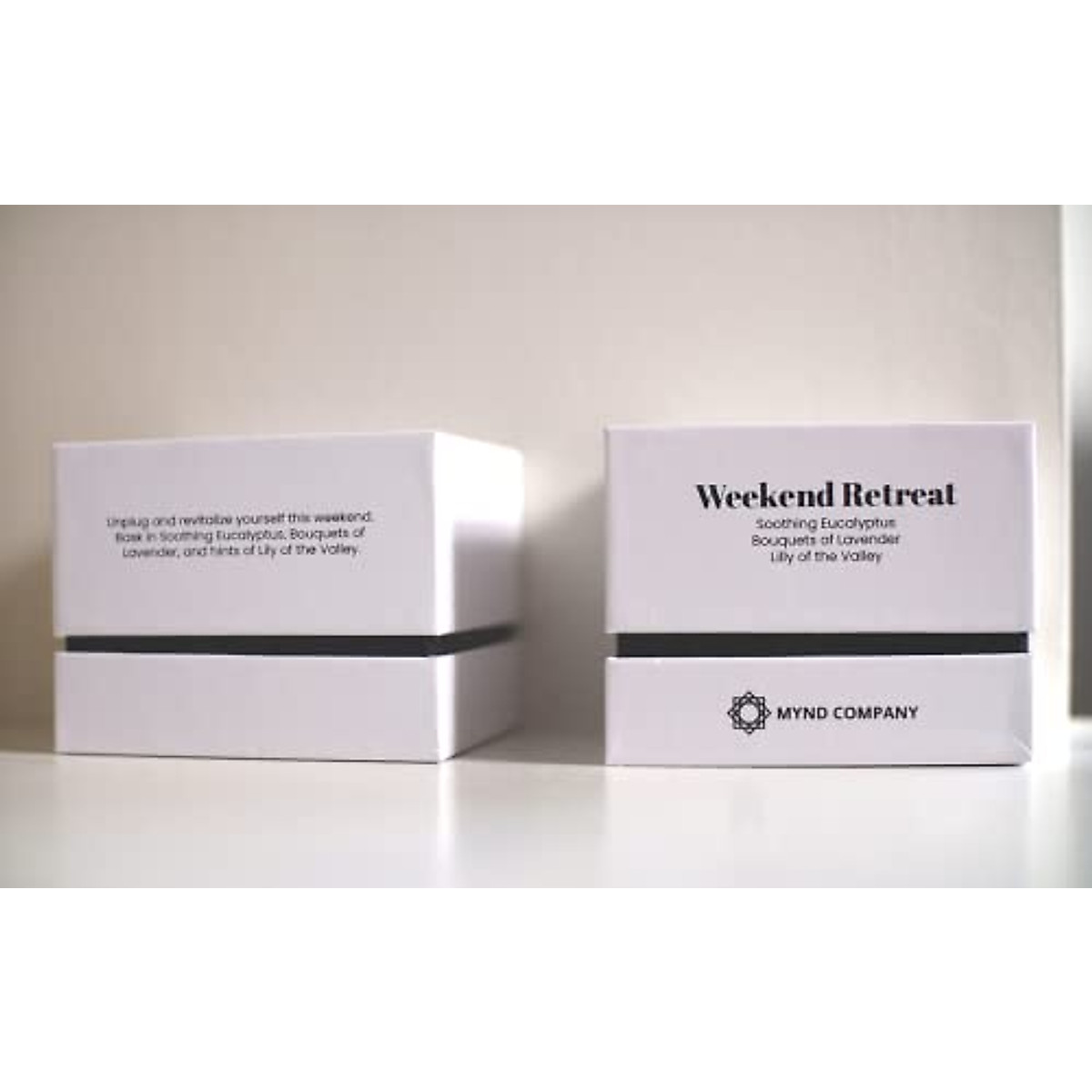 MYND COMPANY Aromatherapy Candle | Scented Candles for Home | 7oz All Natural Soy Wax Ceramic Jar Candles | Weekend Retreat Scented Candle with Gift Box | Mind Company