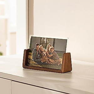 eletecpro Picture Frame 2 Pack, 4X6 Brown Picture Frames with Walnut Wood Base and High Definition Break Free Acrylic Glass Covers for Tabletop or Desktop Display, Horizontal & Vertical