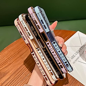 TQLGY for Galaxy A14 5G Phone Case, Samsung Galaxy A14 5G Case, Love Heart Plating Girly Women Cute Luxury Camera Protection Soft TPU Shockproof Cover for Samsung A14 5G, Black