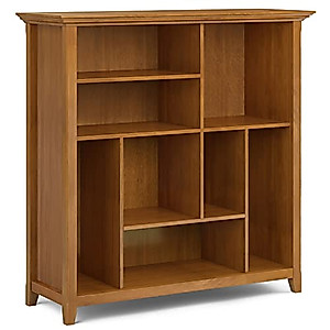 SIMPLIHOME Amherst SOLID WOOD 44 Inch Transitional Multi Cube Bookcase and Storage Unit in Light Golden Brown, For the Living Room, Study Room and Office