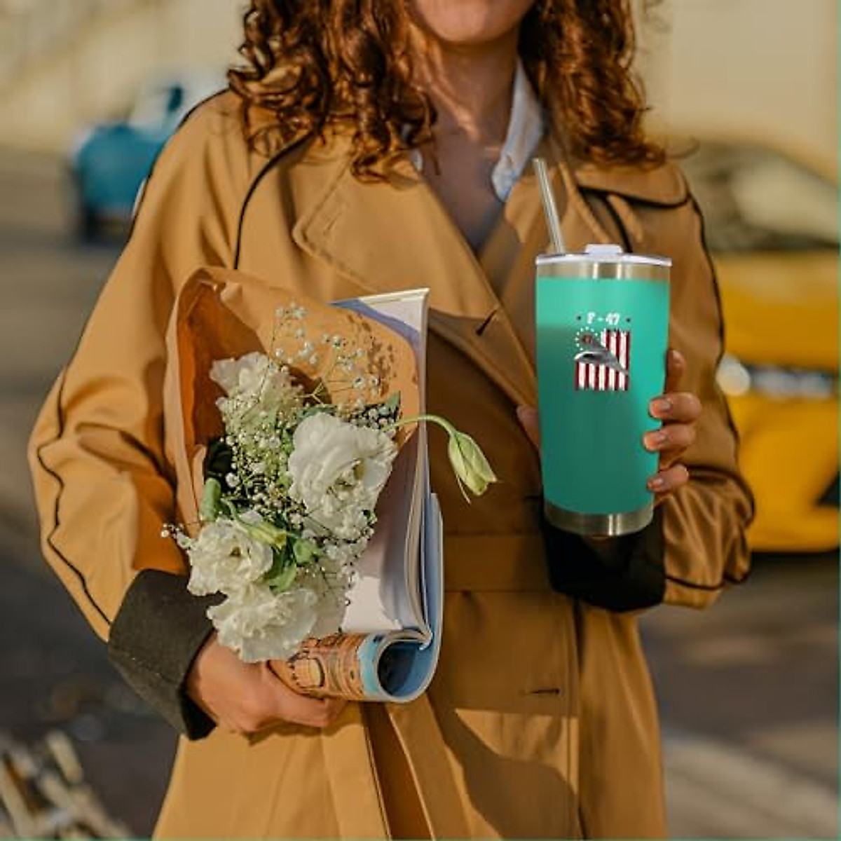 liabiliies Coffee Tumbler 20 oz F47 Fighter Jet F-47 Jet Fighter Aircraft Tumbler with Lid and Straw Insulated Tumblers Stainless Steel Tumbler