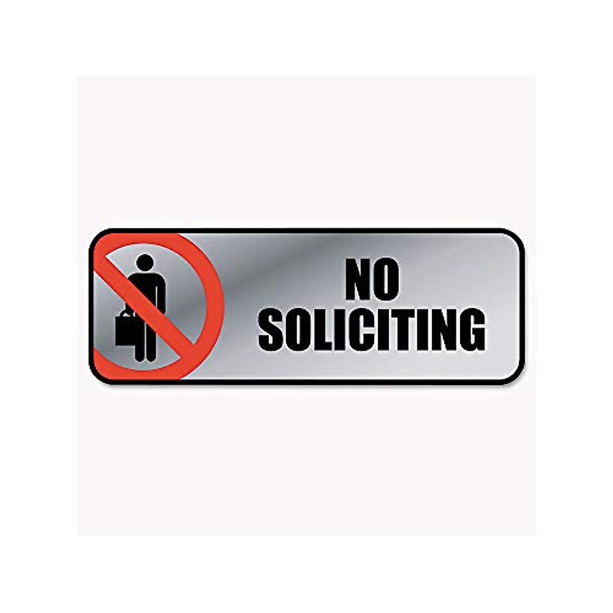 COSCO Business Sign, Brushed Metallic, NO SOLICITING, 9" x 3" (098208)