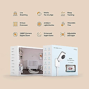 Miku Pro Contact-Free Breathing & Sleep Tracking Monitor - Real-Time Smart Baby Monitor & Wall Mount - HD Video Baby Monitor with Camera & Audio, Night Vision, Humidity & Temperature - Two-Way Talk