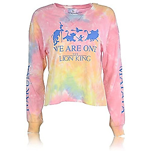 Disney Ladies Lion King Fashion Top - Hakuna Matata Clothing Lion King Tie Dye Long Sleeve Crop Tee (Tie Dye, Medium)