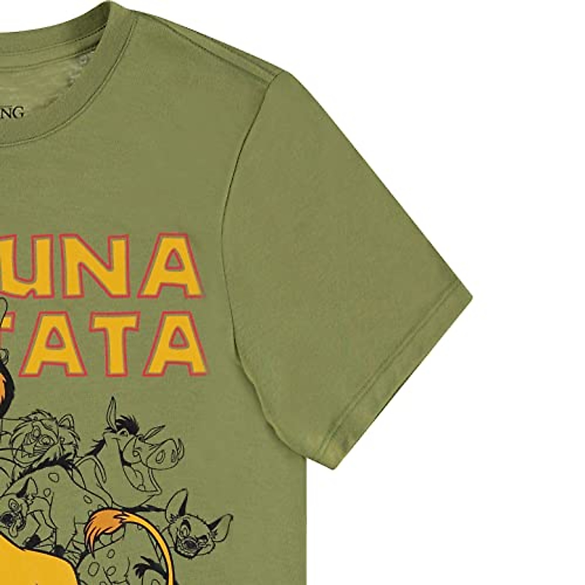 Disney Ladies Lion King Fashion Shirt - Ladies Classic Hakuna Matata Clothing Lion King Simba Mufasa Timon and Pumba Curved Hem Tee (Olive, Small)