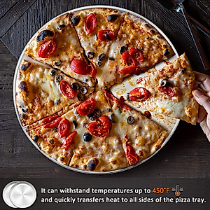 Herogo 12 Inch Stainless Steel Round Pizza Pan Set of 2, Large Healthy Pizza Tray Platter for Oven Baking Serving, Dishwasher Safe