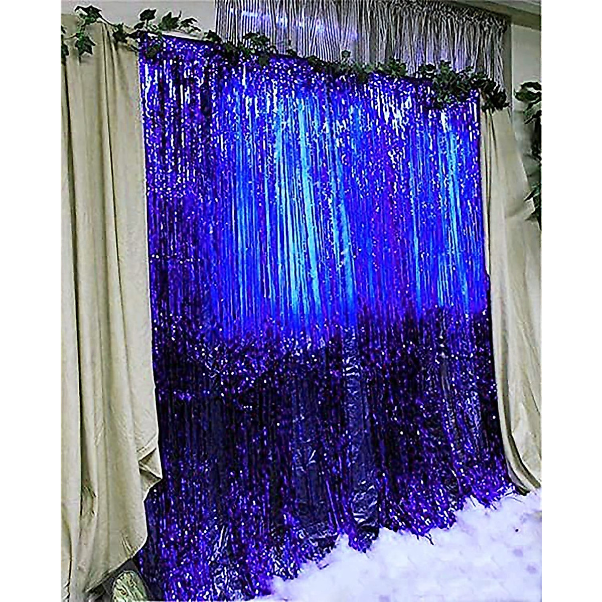 Graduation Party Decorations Navy Blue Yellow 2024/Navy Yellow Blue Graduation Decorations Class of 2024 Foil Fringe Curtains Graduation Backdrop Metallic Foil Curtains for Navy Blue Birthday Party