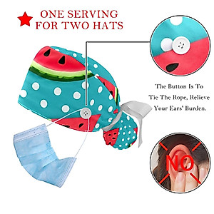 CWAGFEQZ 2-Pc Gourd-Shaped Working Cap,Fisherman Hat with Buttons and Cotton Sweatband,Polka Dot and Watermelon