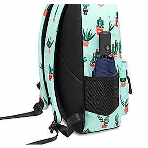 Teecho Waterproof Cute Backpack for Girl Casual Women Laptop Backpack Cactus