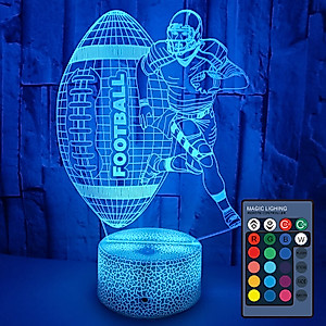 Football Night Lights for Kids, 3D LED Illusion Lamp 7 Colors Changing Nightlight with USB Powered, Touch & Remote Control Best Birthday Christmas Gifts for Boys Girls Kids Baby