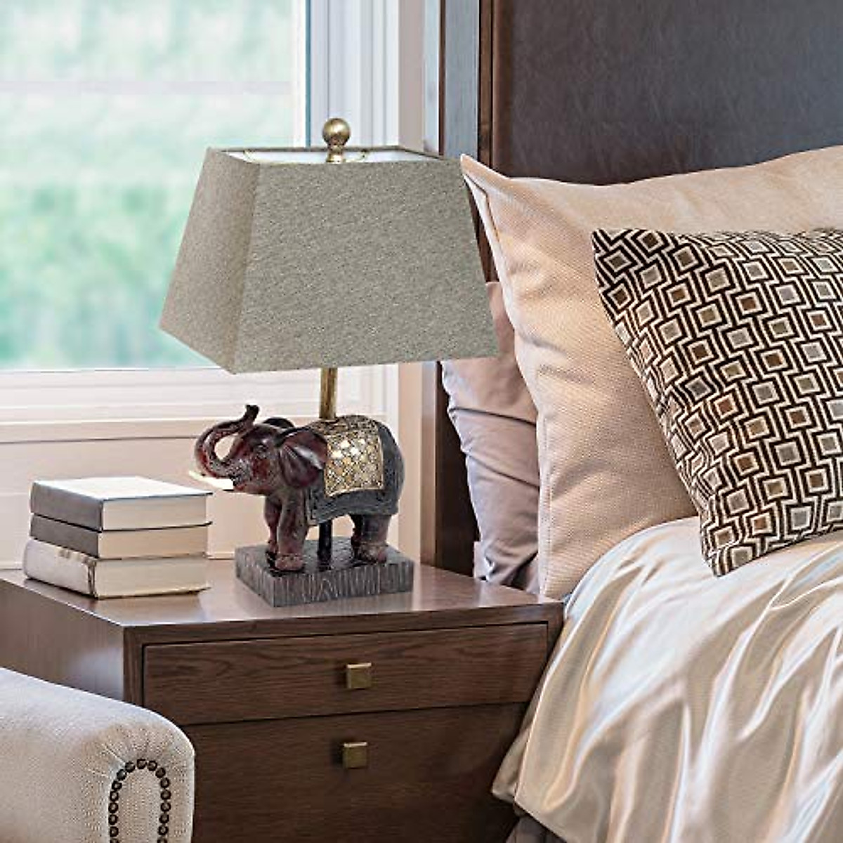 Elegant Designs LT3305-BWN Festive Elephant Table Lamp, Brown