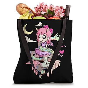 Kawaii Pastel Goth Chibi Anime Girl Skull Cute CreepySnake Tote Bag