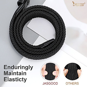 JASGOOD Women Braided Woven Elastic Stretch Belt Men Web Casual Belt for Pants Jeans(Beige,Gold Buckle,Fit Pant Size 26-31inch)