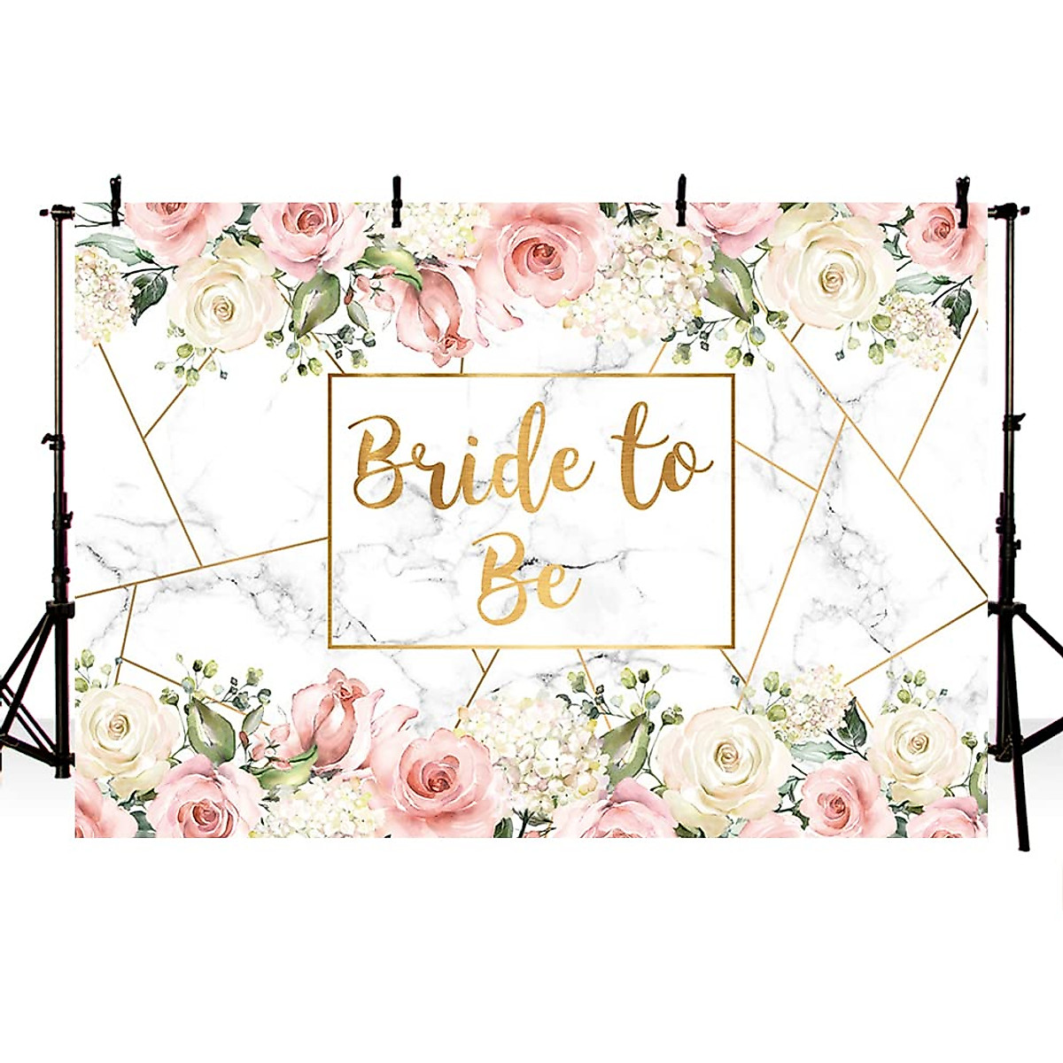 MEHOFOND Bride to Be Marble Backdrop Bridal Shower Miss to Mrs Wedding Party Supplies White Blush Pink Floral Photobooth Girls Bachelorette Engagement Photography Background Banner 7x5ft