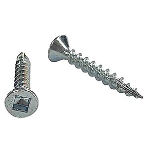 Cabentry Brand | Wood Screws | Flat Head | Square Drive | #6 | 3/4 Inch | Deep Thread | Type 17 Point | Zinc Finish | 1000 Pack