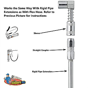 Slippery Pete 90 Degree Grease Coupler Snaps on to Grease Fittings in Tight Spaces