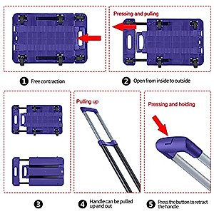Folding Hand Truck, 500 LB Heavy Duty Luggage Cart, Utility Dolly Platform Cart with 6 Wheels for Luggage Car House Travel Moving Shopping Office Use, Purple