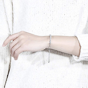 DovEggs Teenis Moissnite Bracelet for Women 14K Gold Quality Sterling Silver 3ct 4mm G-H-I Color Heart Arrow Cut Moissanite Adjustable Tennis Bracelets for Women