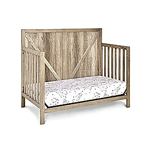 Goujxcy 4-in-1 Convertible Crib, Converts from Baby Crib to Toddler Bed, Daybed and Full-Size Bed, Rustic Farmhouse Style (Maroon)