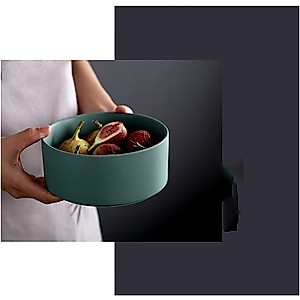 DHAEY Fruit Bowl Fruit Holder Large Fruit Bowl Dessert Bowl Household Wooden Foot Personalized Ceramic Bowl Kitchen (Color : Green)