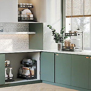 NETEL Under Sink Organizer,Pull Out Cabinet Organizer 2-Tier Slide Out Sliding Shelf Under Cabinet Storage Multi-Use for Under Kitchen Bathroom Sink Organizers and Storage, Black