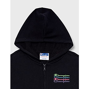 Champion Big, Full Zip Kids' Hoodie for Girls, Lightweight Sweatshirt, French Terry, Black