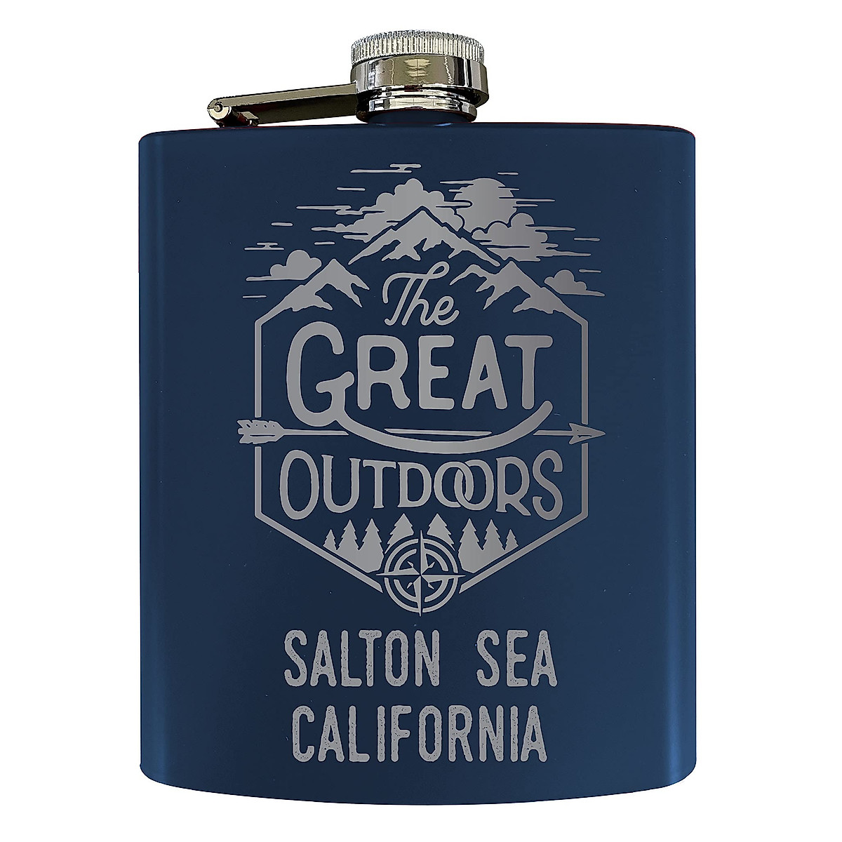 Salton Sea California Laser Engraved Explore the Outdoors Souvenir 7 oz Stainless Steel 7 oz Flask Navy