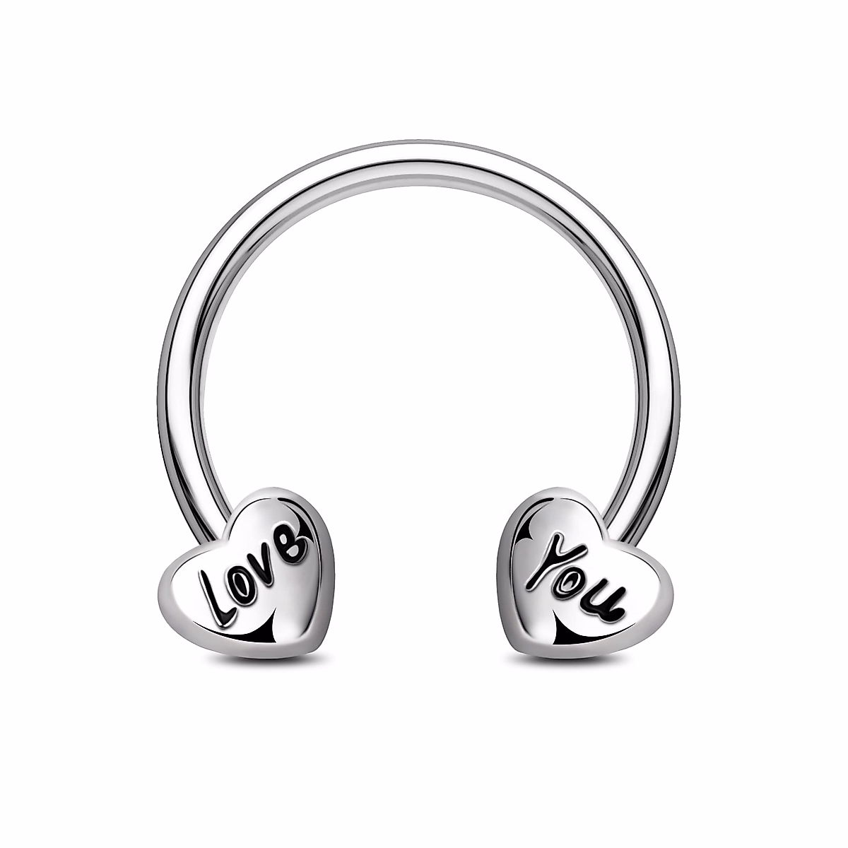 Jewseen Heart Septum Rings Love You Septum Jewelry 16G Septum Piercing Helix Piercing Jewelry Horseshoe Earrings Daith Earrings Tragus Earring Hoop Earring Cartilage Earring for Women Men