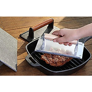 New Star Foodservice 36435 Commercial Grade Iron Steak Weight/Bacon Press, 8.25 by 4.25-Inch