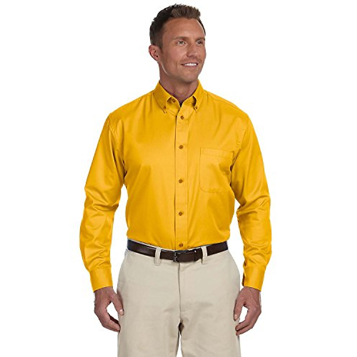 Harriton Men's Easy Blend Long-Sleeve Twill Shirt, 2XL, Sunray Yellow