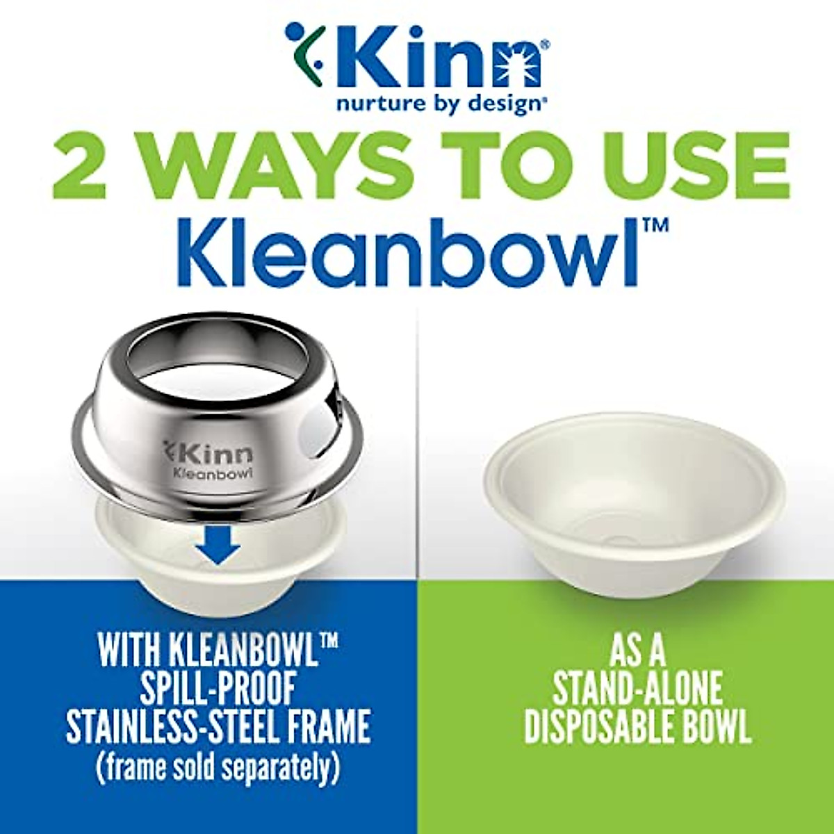 Kinn Kleanbowl Disposable Dog Food Bowls, 8 oz (Pack of 50) - Frame System Refills, Compostable Cat Food Bowls, Leakproof for Pet Feeding
