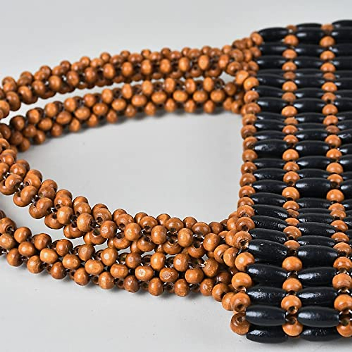 Sushinejing Tote Bag for Women Small Handmade Tote Purse Wood Beaded Retro Handbag (White)