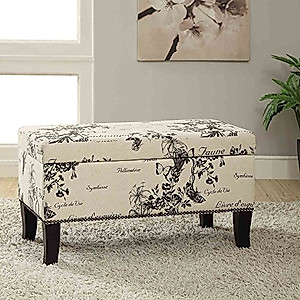Linon Stephanie Ottoman, Botanical Linen