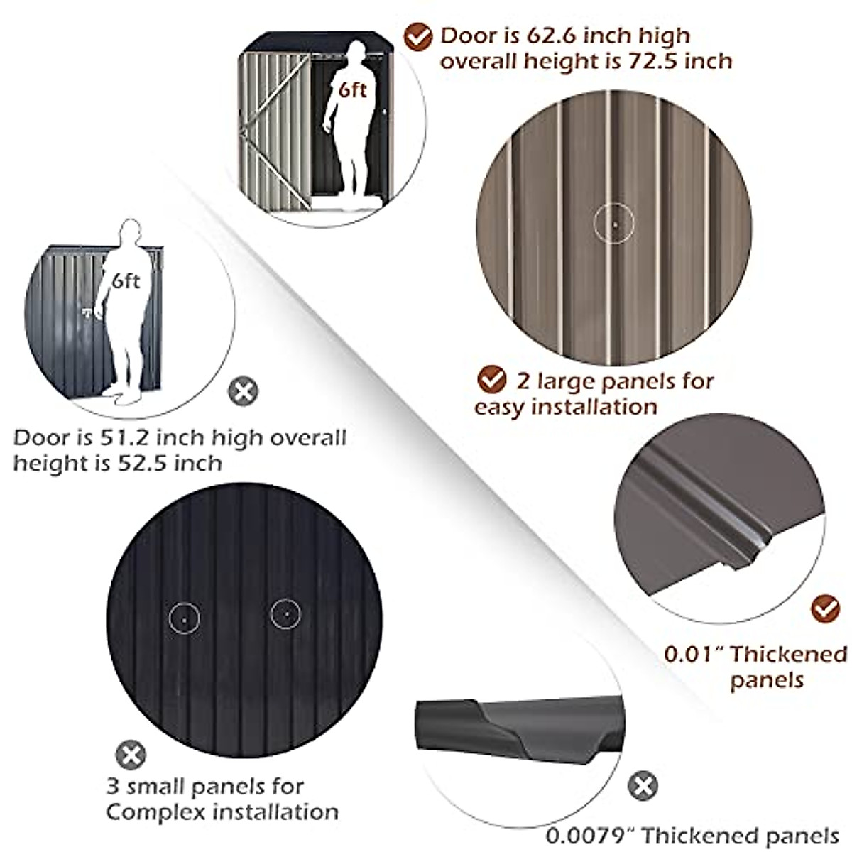 U-MAX 5.2 × 3.2 FT Outdoor Storage Shed, Backyard Sheds & Outdoor Storage, Garden Metal Shed for Tools, Furniture Storage